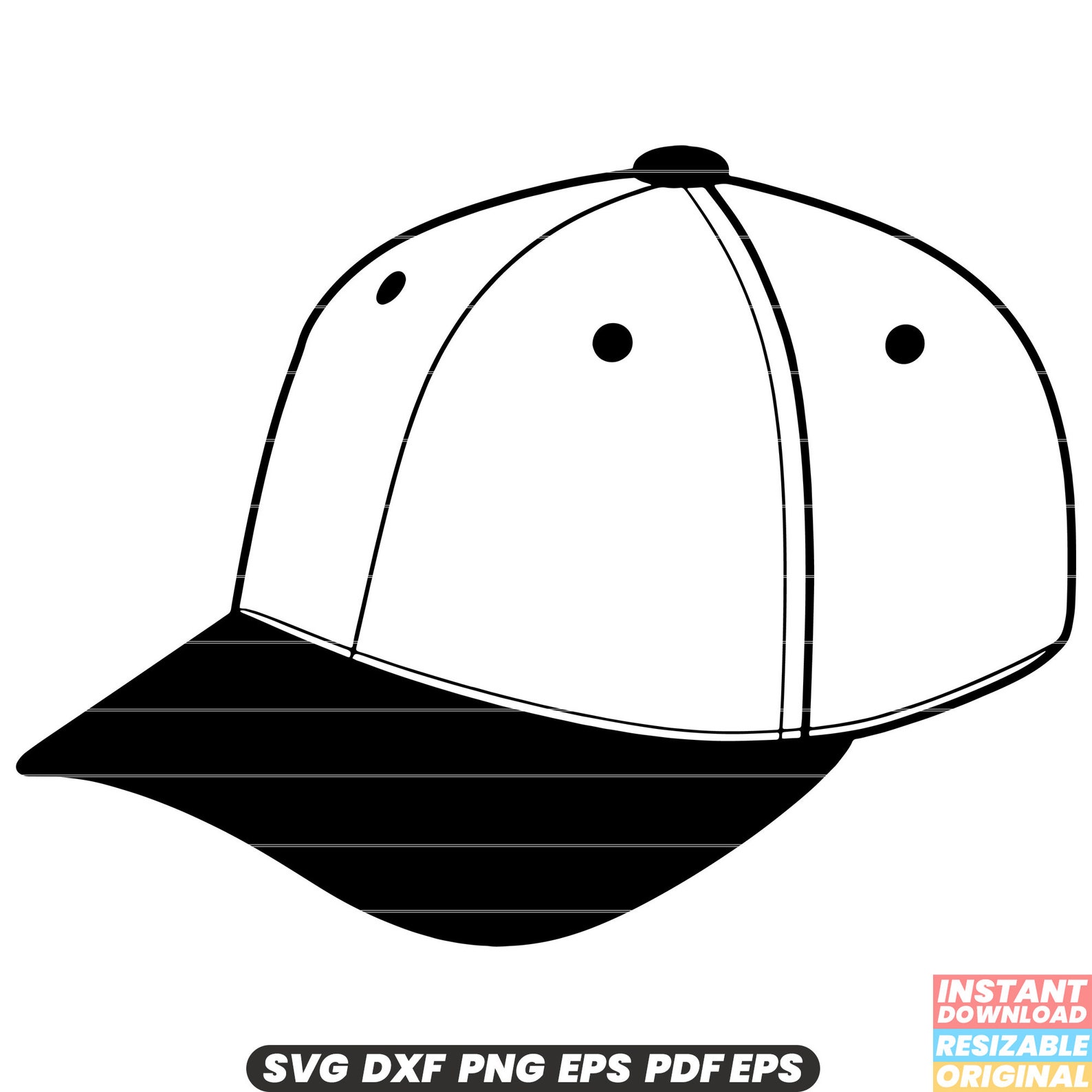 Cap SVG, Cap DXF, Cap PNG: Stylish Headwear Digital Designs for Instant ...