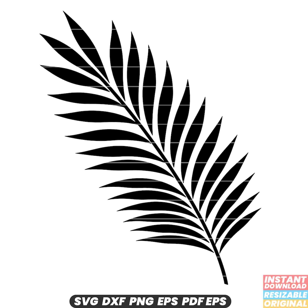 Palm Leaf SVG Tropical Botanical Nature Green Plant Jungle DXF PNG Cut ...