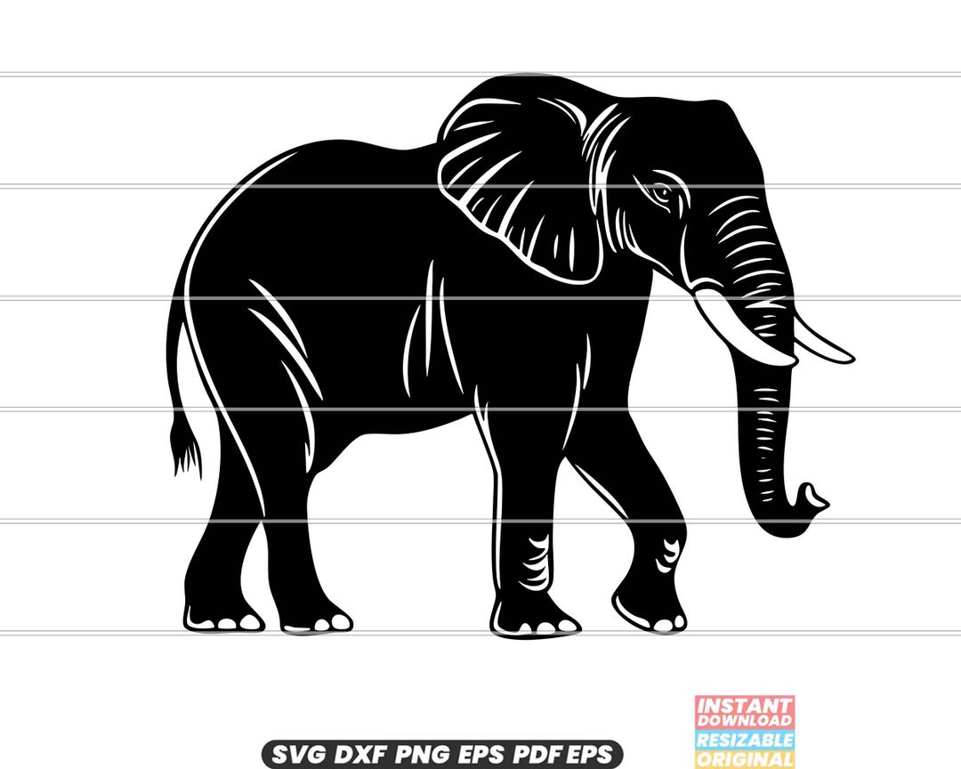 Elephant Svg, Elephant Dxf, Elephant Png, Elephant Cut File, Elephant ...