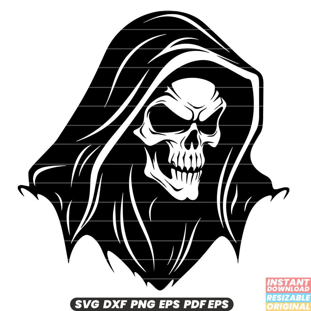 Grim Reaper Death Hooded Cloak Scythe Skeleton Grimace Eternity Dark ...