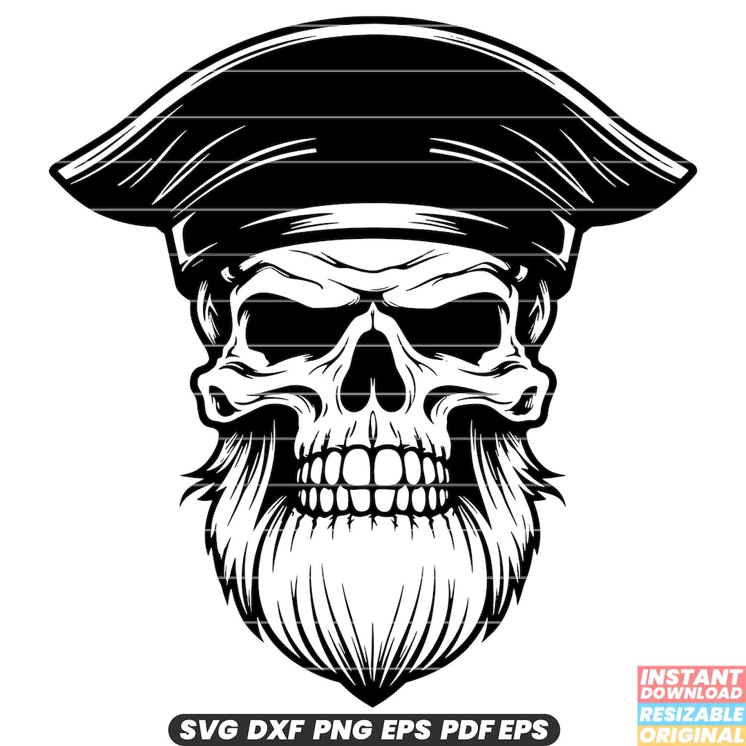 Sailor Skull SVG - Nautical Pirate, Maritime Skeleton Illustration ...