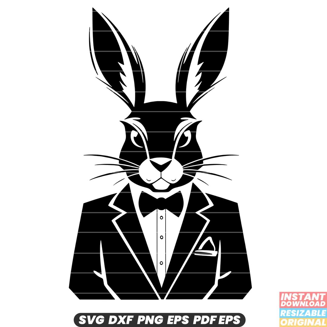 Rabbit With Suit SVG - Cute Bunny, Pet Illustration, Adorable Animal ...