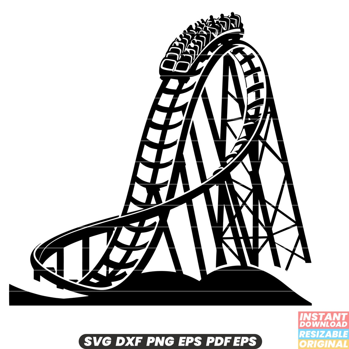 Roller Coaster SVG Amusement Park Illustration Roller Coaster Clipart ...