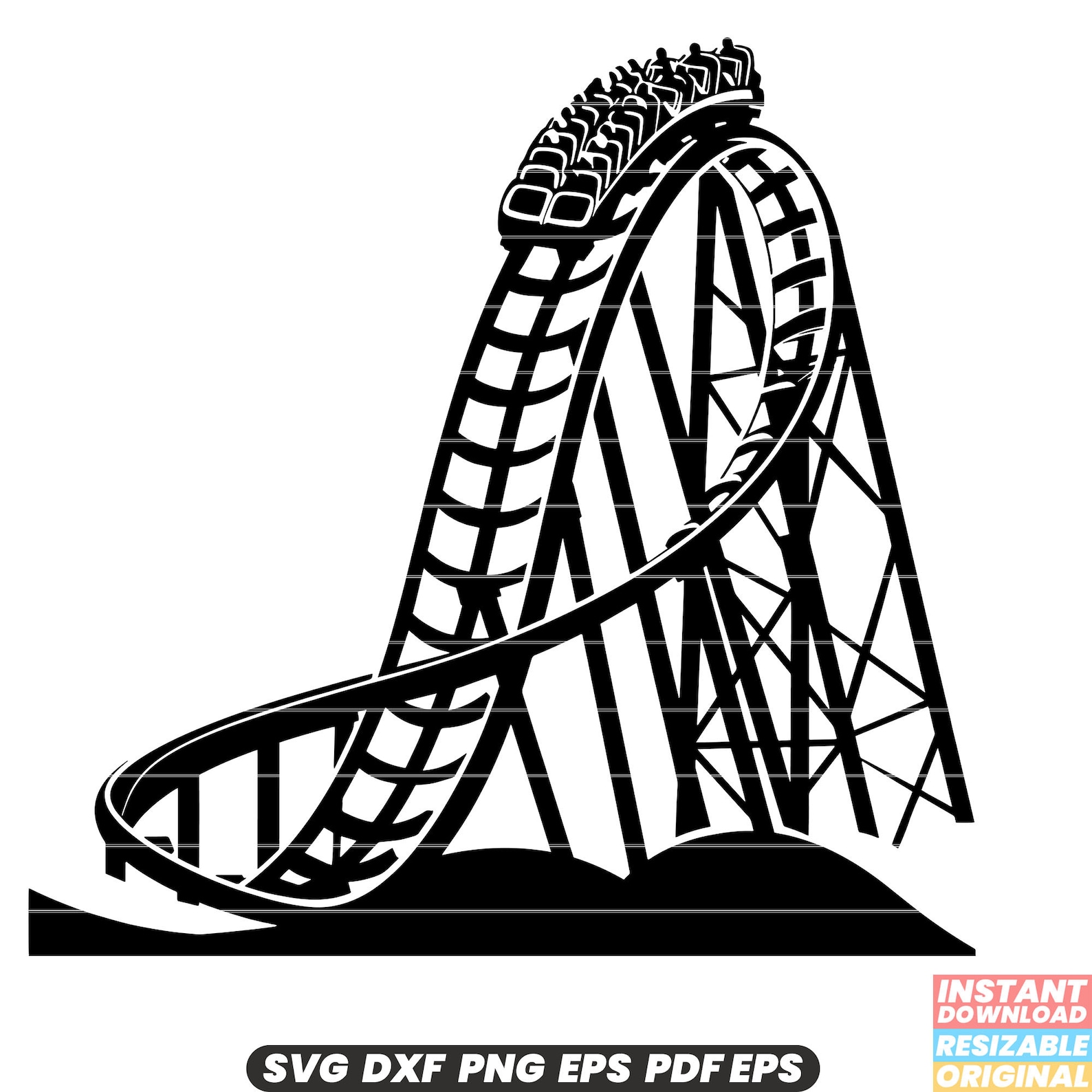 Roller Coaster SVG Amusement Park Illustration Roller Coaster Clipart ...