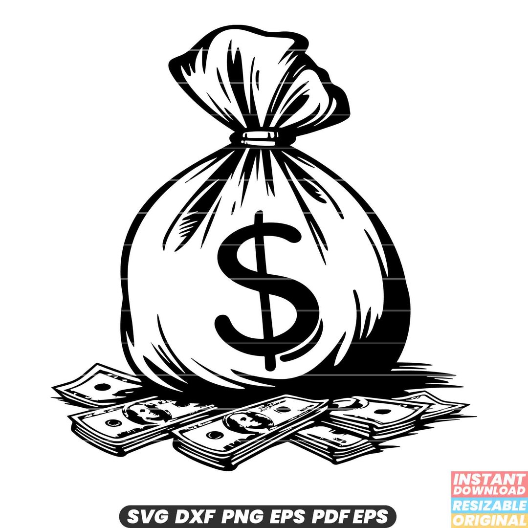 Money Stack Bag Hustle SVG Cool Swag Currency Dollar Wealth Finance ...