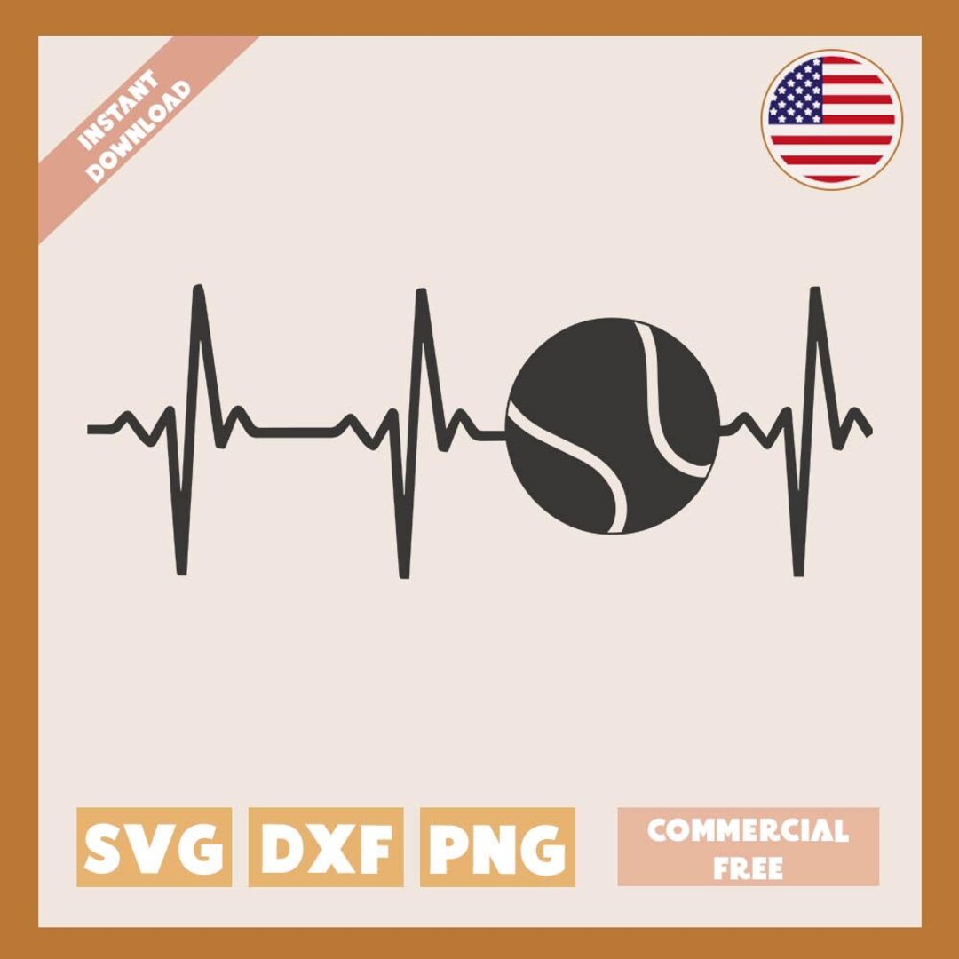 Tennis Ball Heartbeat SVG PNG DXF Ekg Cut File Clipart Instant Download ...