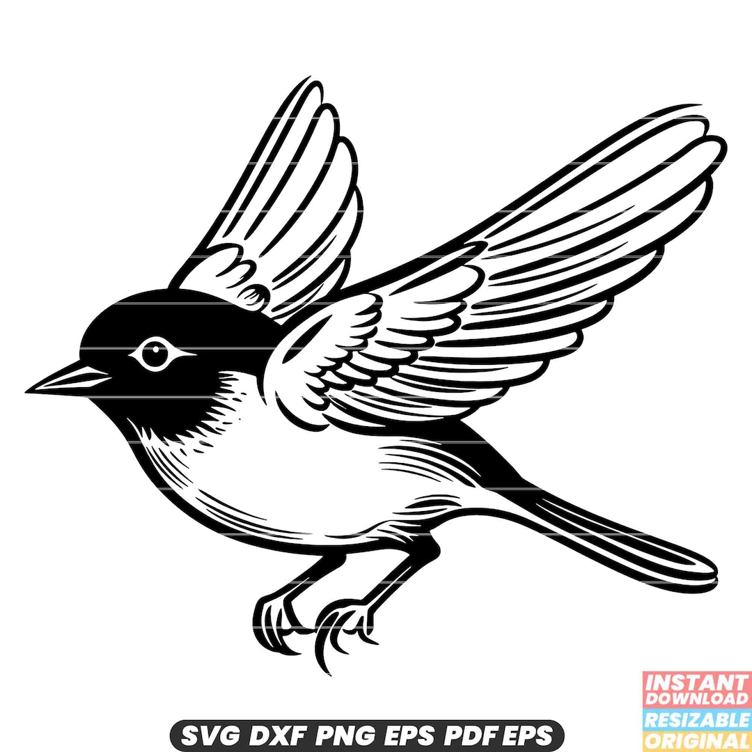 Robin Bird Flying SVG - Avian Wildlife, Red-breasted Bird Illustration ...