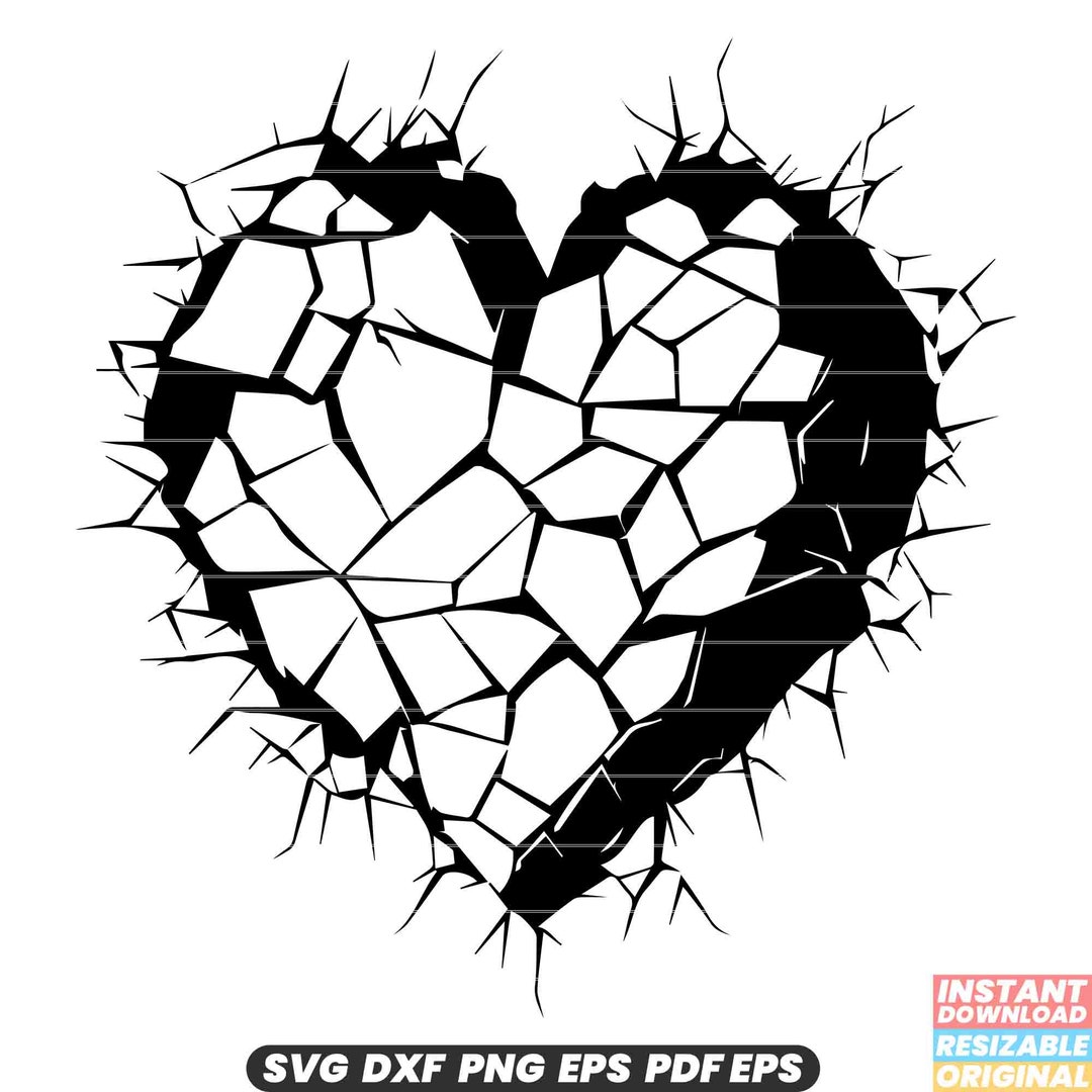 Cracked Heart SVG Broken Love Romance Emotion Pain Hurt Sadness ...