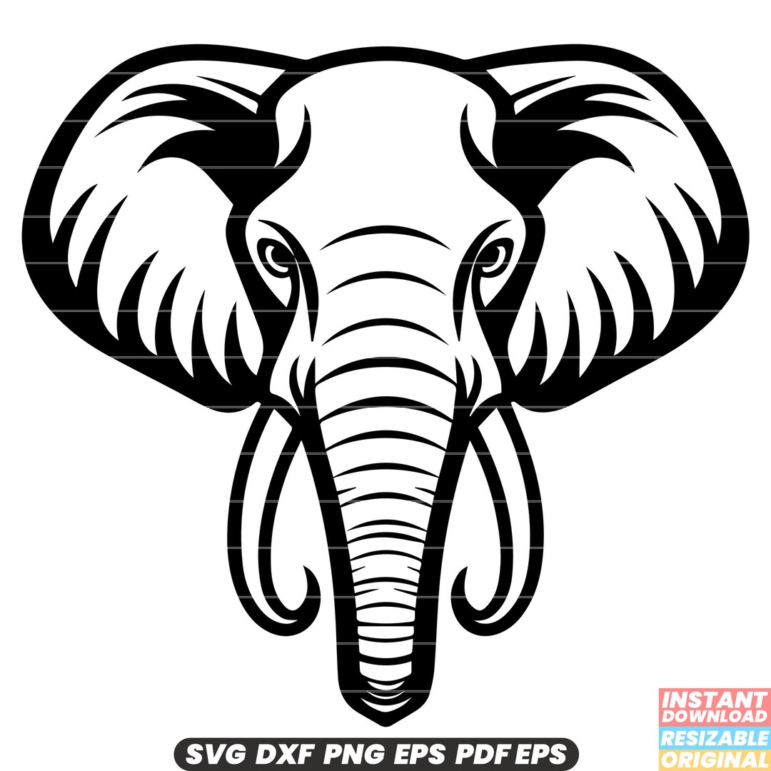 Elephant SVG, Elephant DXF, Elephant PNG: Majestic Wildlife Digital Art ...