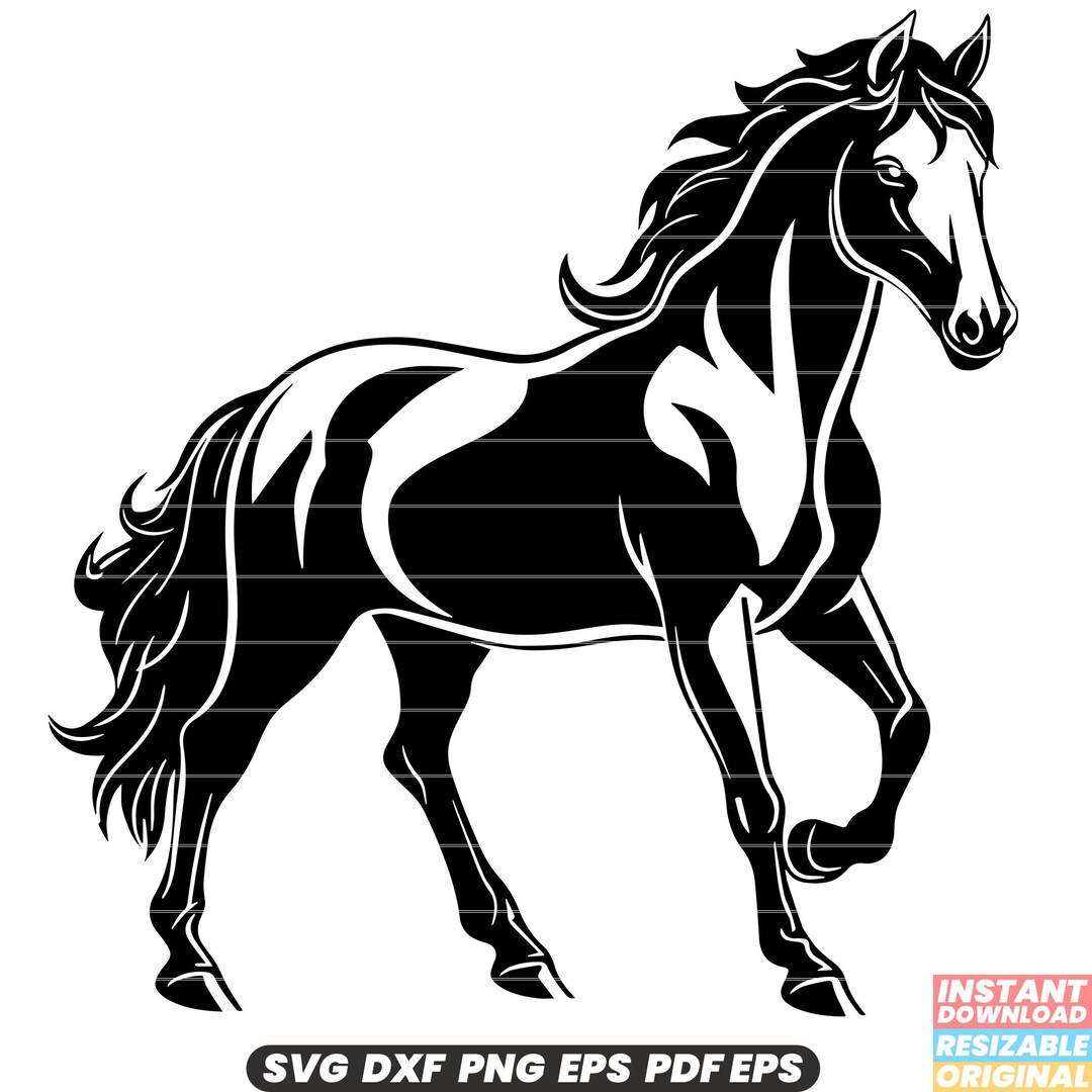 Horse Equine Animal Mammal Mane Tail Hooves Gallop Domesticated SVG DXF ...