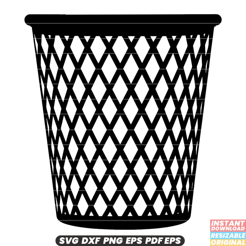 Wastebasket SVG Trash Bin Illustration Office Waste Container Clipart ...