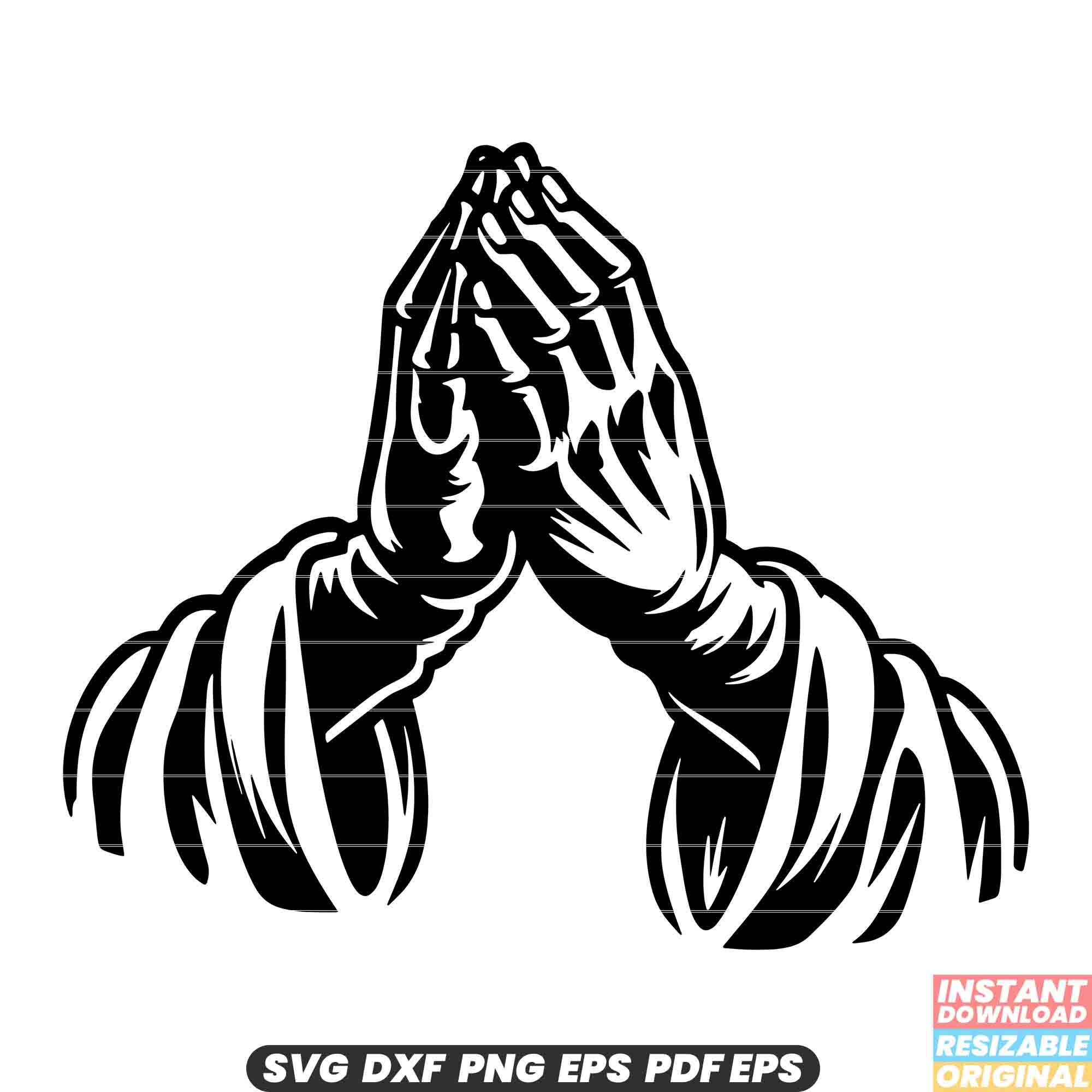 Praying Hands SVG Religious Symbol, Faithful Gesture, Christian Icon ...