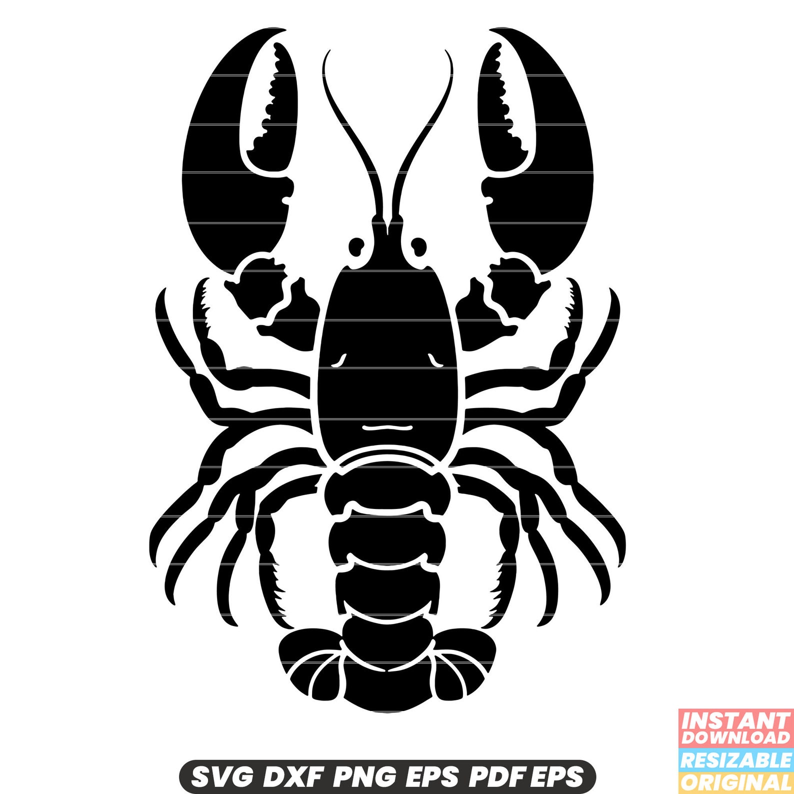 Lobster SVG Seafood Illustration Lobster Clipart Crustacean Graphic ...