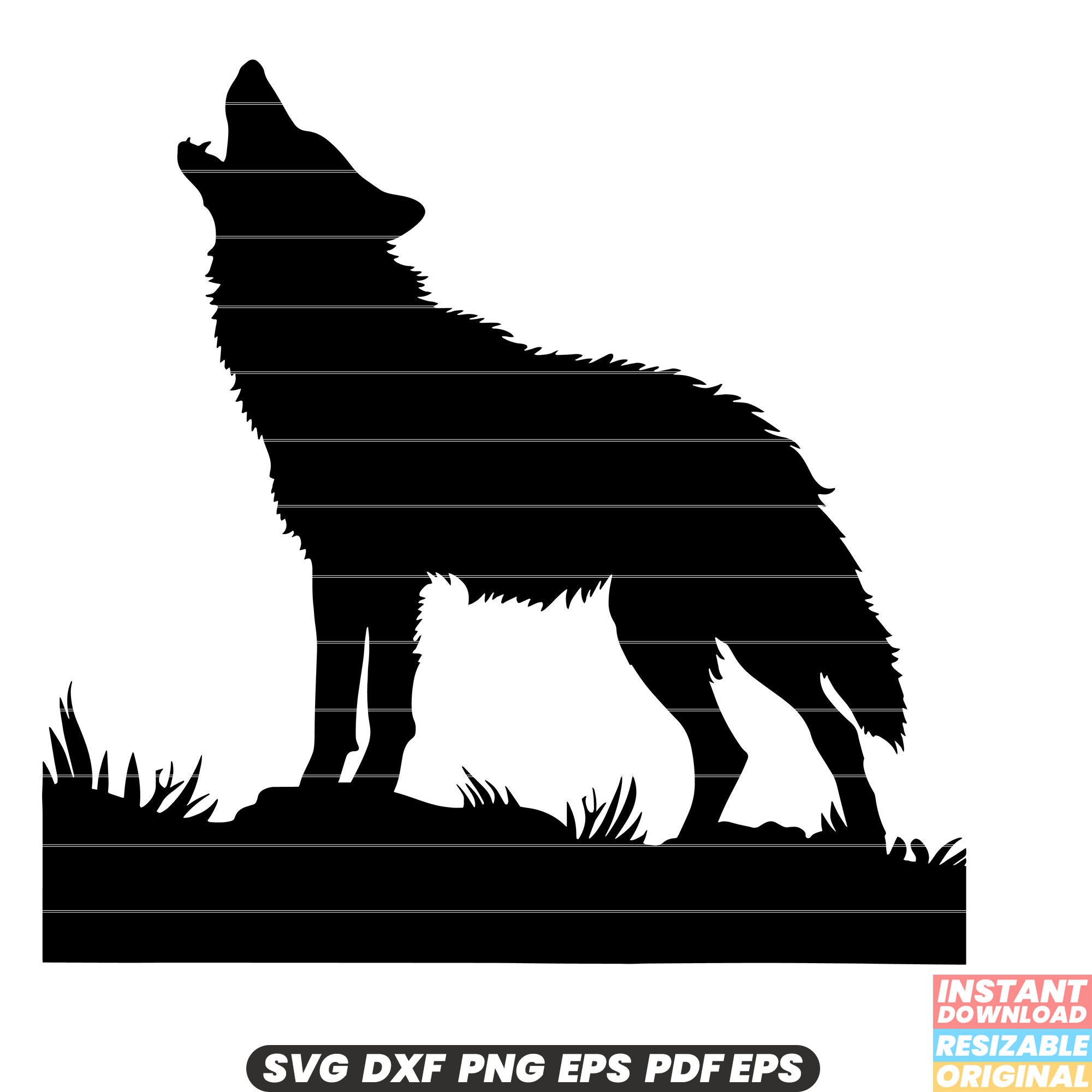 Wolf Howling SVG Wildlife Illustration Howling Wolf Clipart Wild Animal ...
