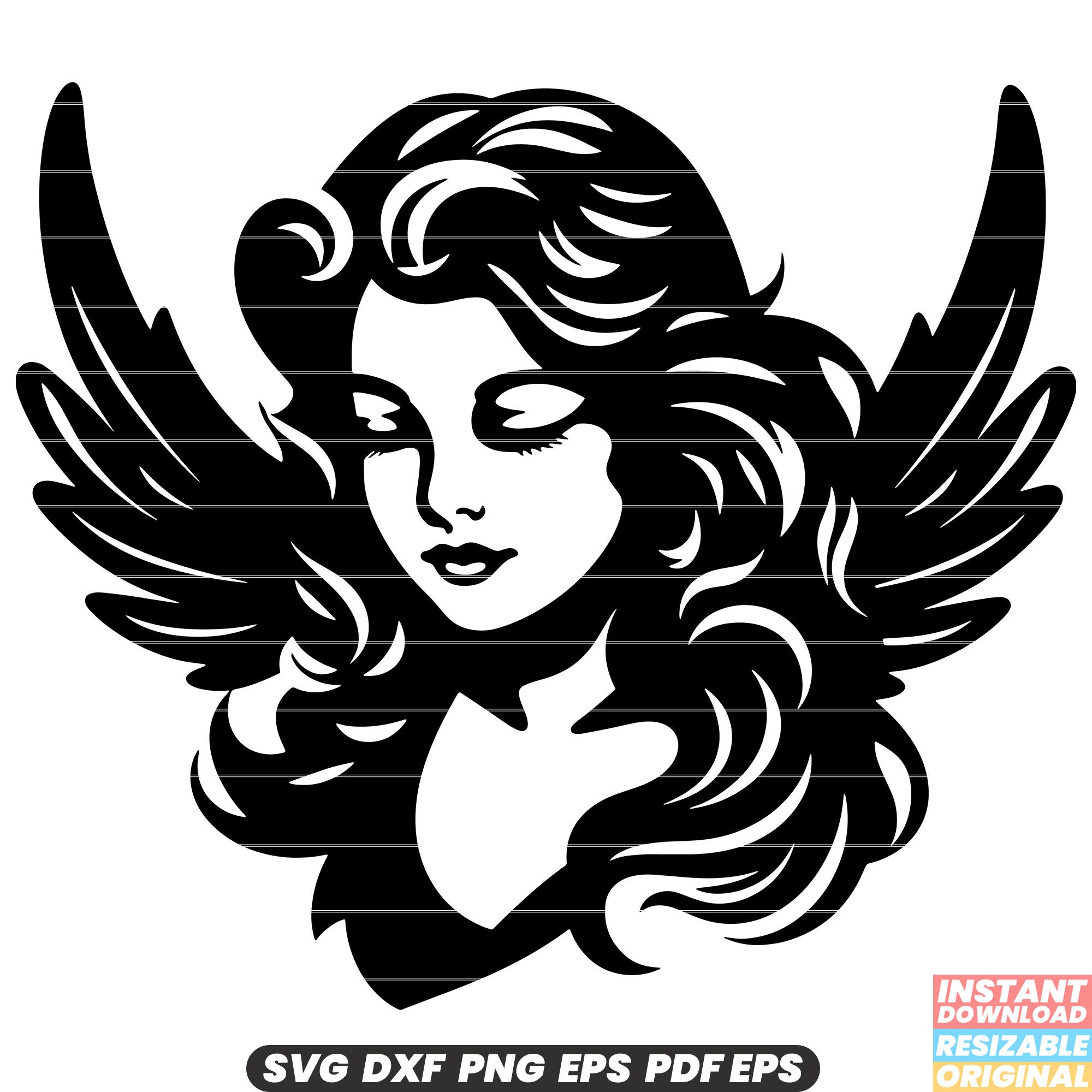 Angel SVG DXF PNG Heavenly Cut File Spiritual Clipart - Etsy