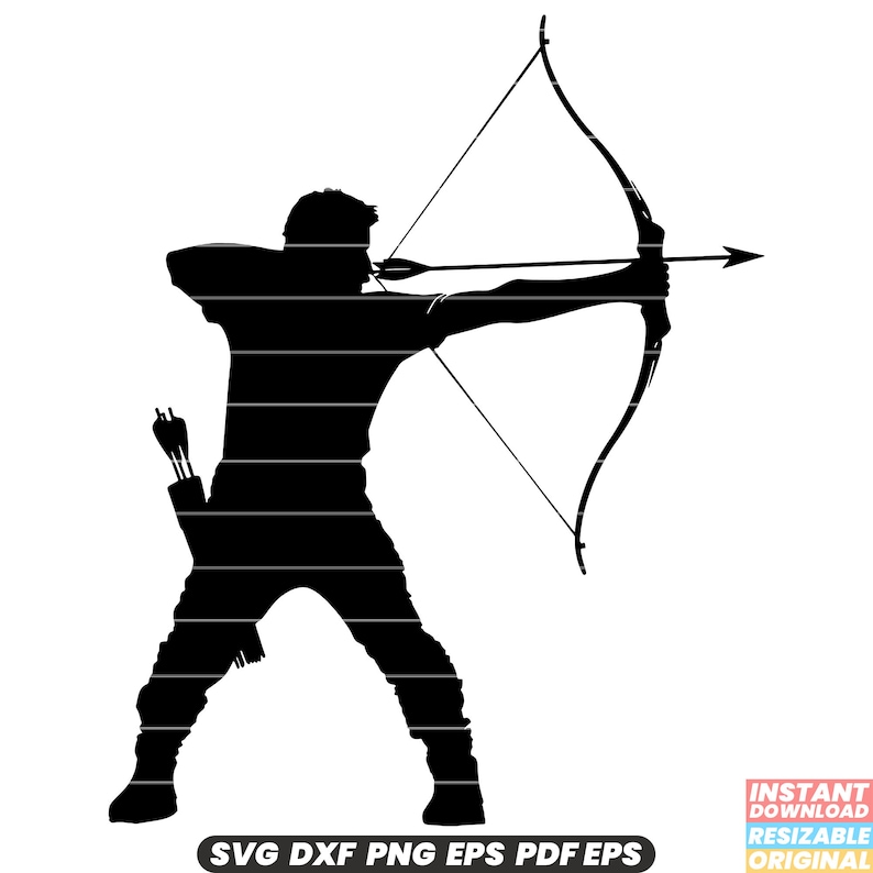 Archer SVG Bow and Arrow, Archery Sport, Medieval Archer Illustration ...