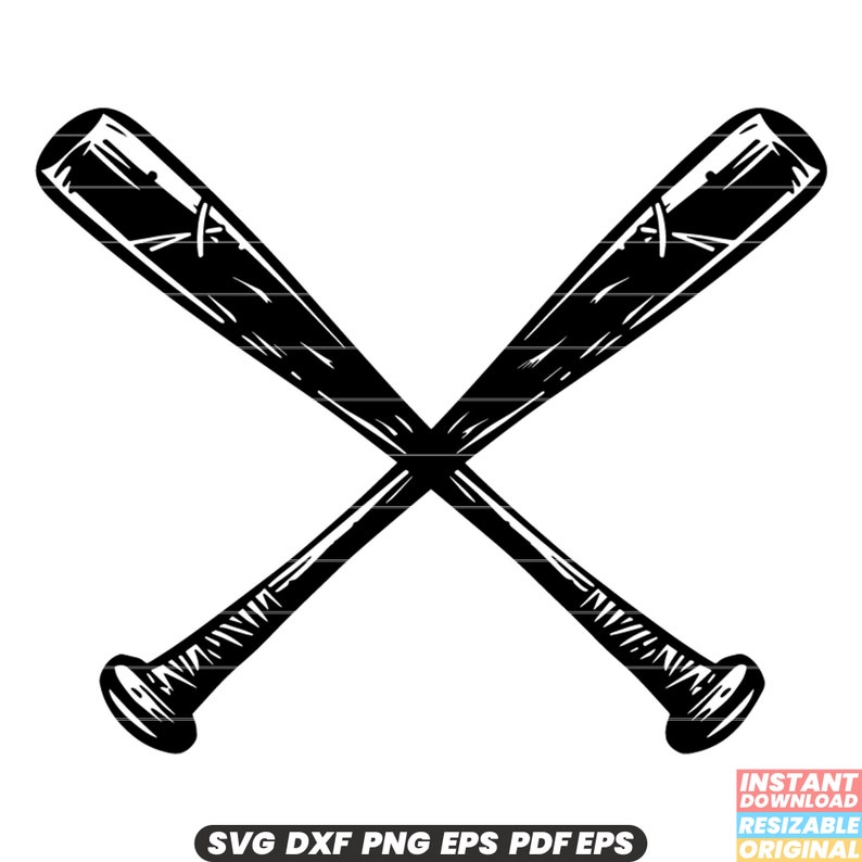 Crossed Baseball Bats SVG Sports Equipment, Baseball Game, Bats ...