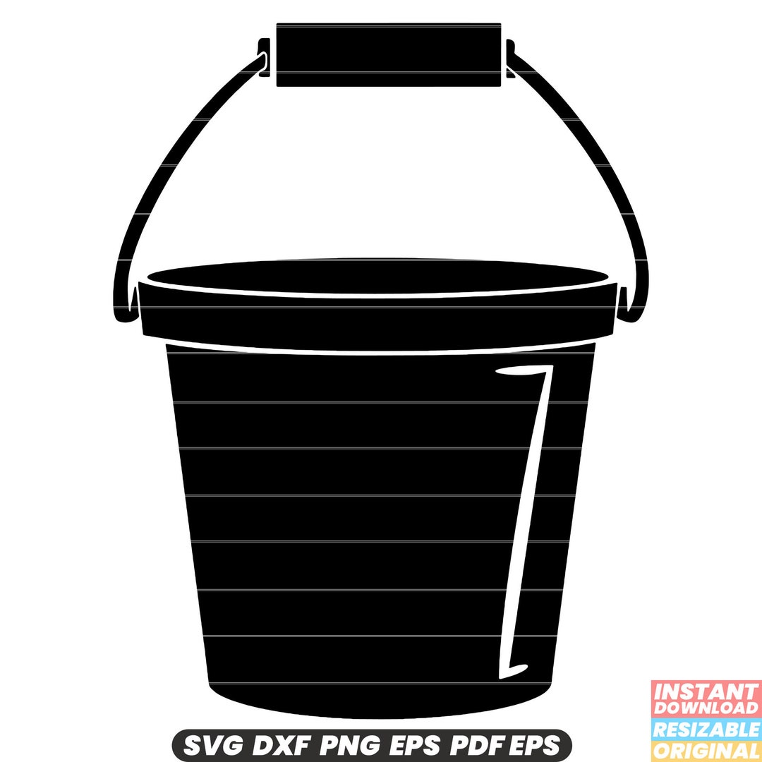 Bucket SVG - Pail Illustration, Metal Bucket, Household Tool, Gardening ...