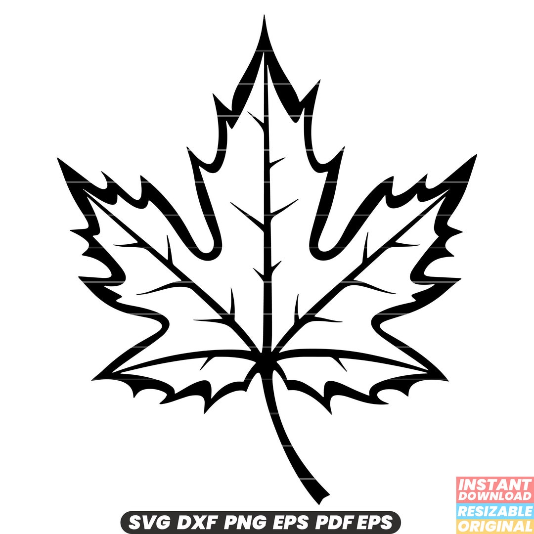 Maple Leaf Autumn Fall Canada Symbol Red Maple Tree Nature Foliage Season SVG DXF PNG Cut File ...