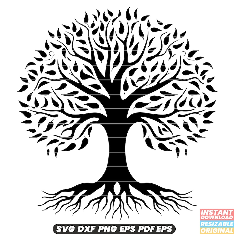 Tree and Roots SVG Nature Forest Roots Plant Garden Illustration Tree ...