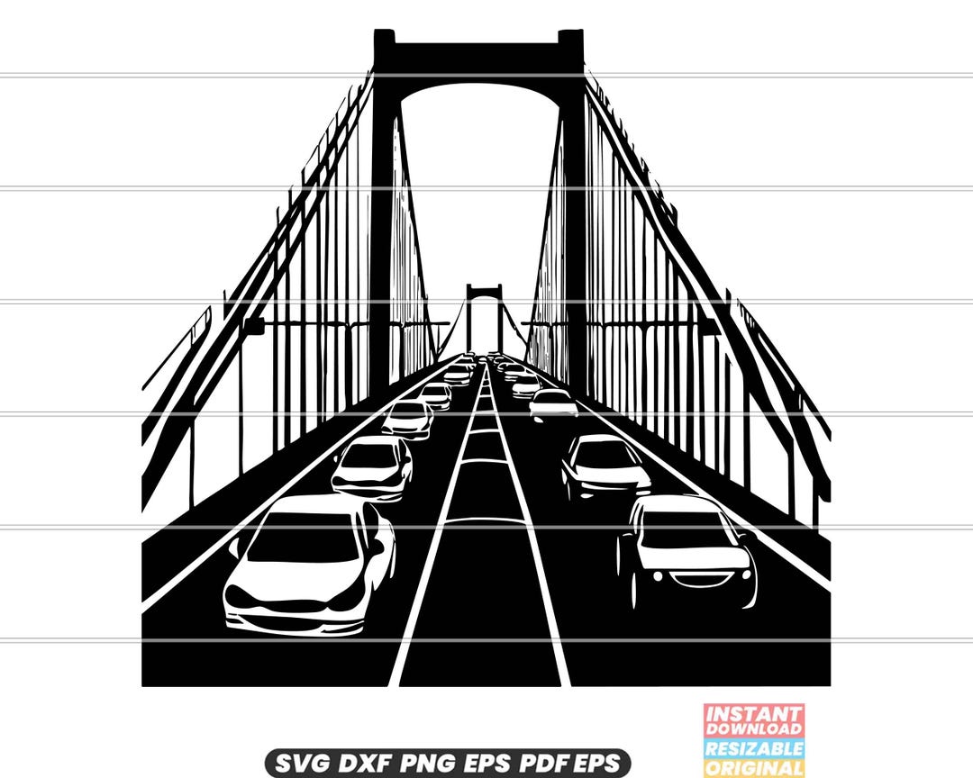 Cars Traffic Bridge SVG DXF PNG Cut File Clipart Instant Download ...