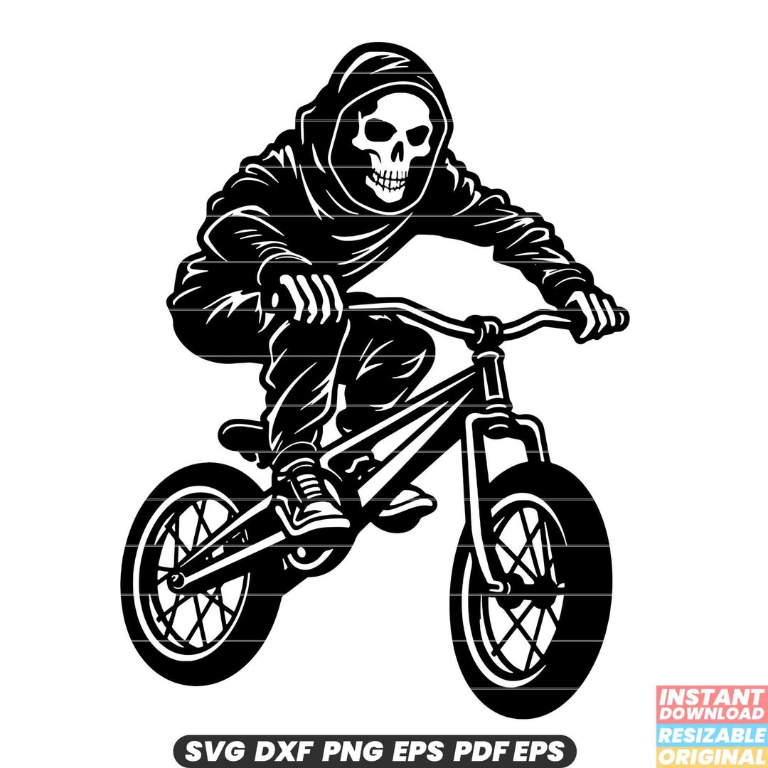 Skeleton Bicycle SVG - Spooky Bike, Halloween Decoration, Rider ...