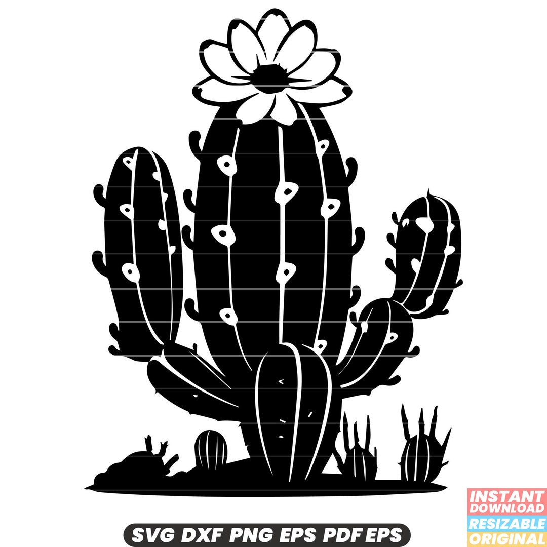 Cactus SVG, DXF, PNG, Desert Plant Cut File, Succulent Clipart, Cactus ...