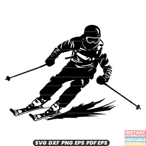 Ski Sport Snow Winter Mountain Slope Alpine Resort Recreation SVG DXF ...