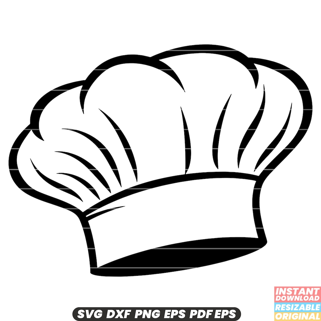 Chef Hat Cook Kitchen Cuisine Restaurant Baker Culinary SVG DXF PNG Cut ...