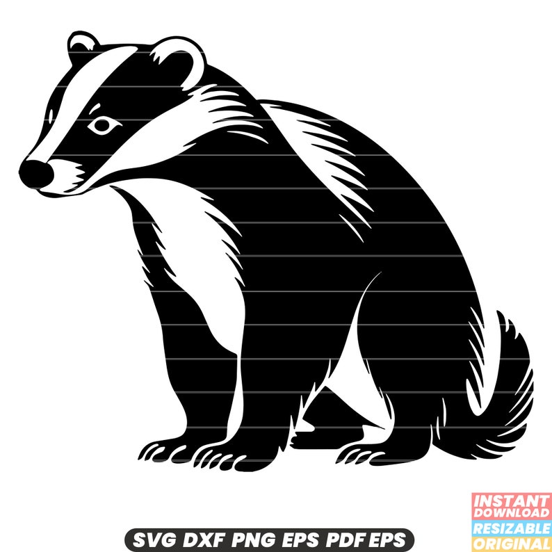 Badger SVG, DXF, PNG, Wildlife Cut File, North American Animal Clipart ...