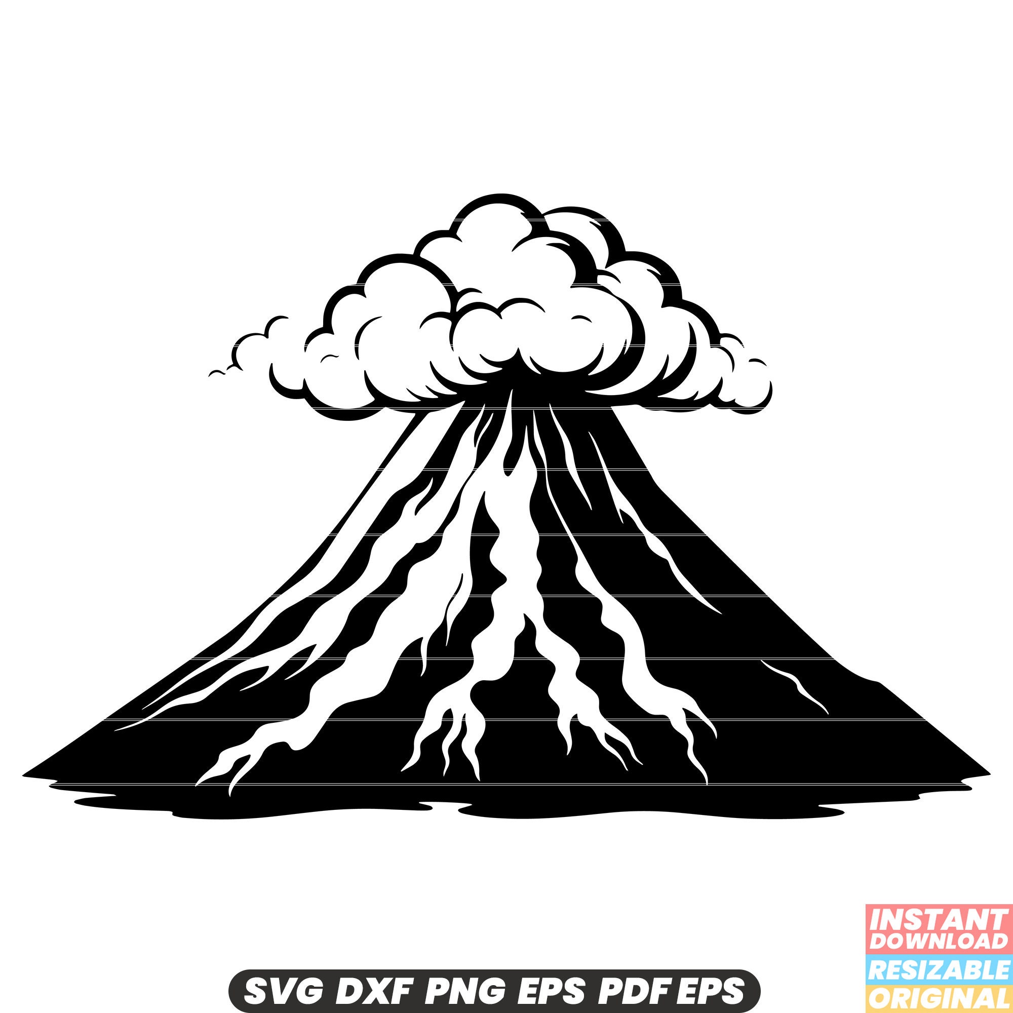 Volcano Eruption Magma Lava Crater Geological Disaster Nature SVG DXF ...