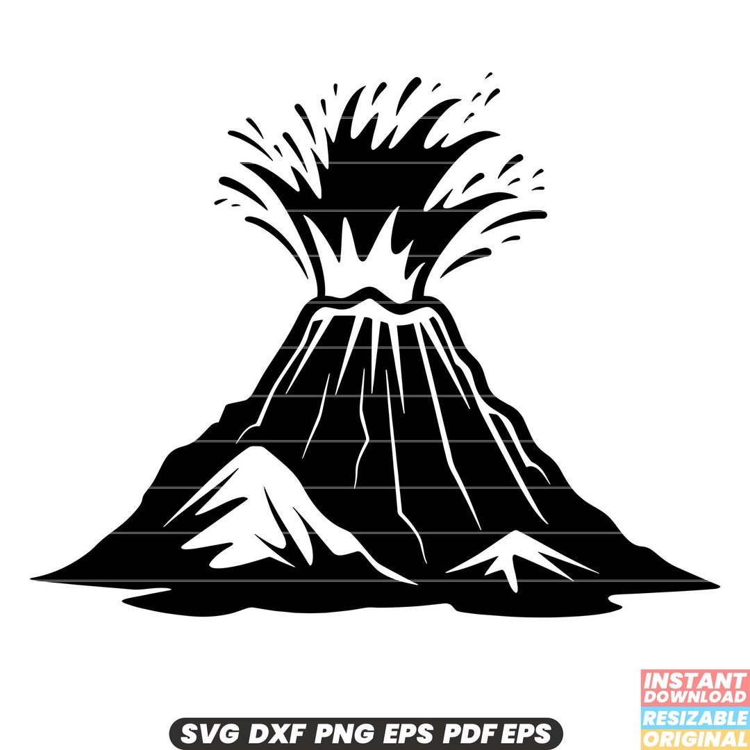 Volcano SVG Eruption Illustration Natural Disaster Clipart Volcano ...
