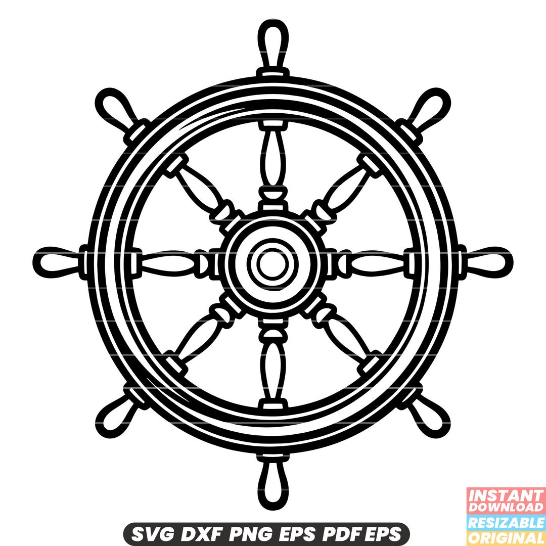 Ship Wheel SVG Nautical Illustration Ship Wheel Clipart Maritime ...