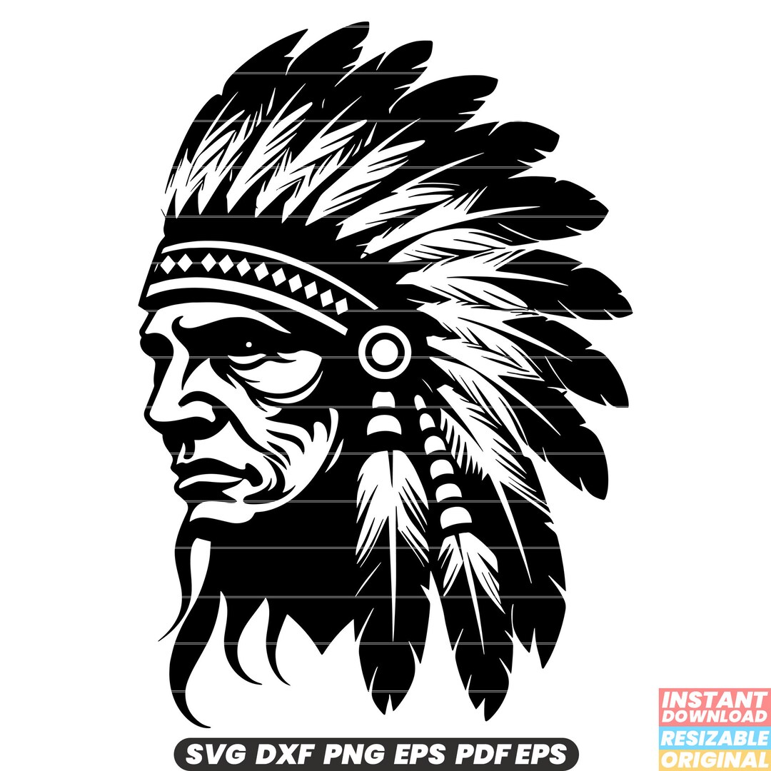 Native American Chief Indigenous Tribe Leader Headdress Feather War ...