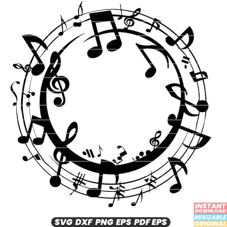 Circle-shaped Musical Notes SVG Music Illustration Circle-shaped ...