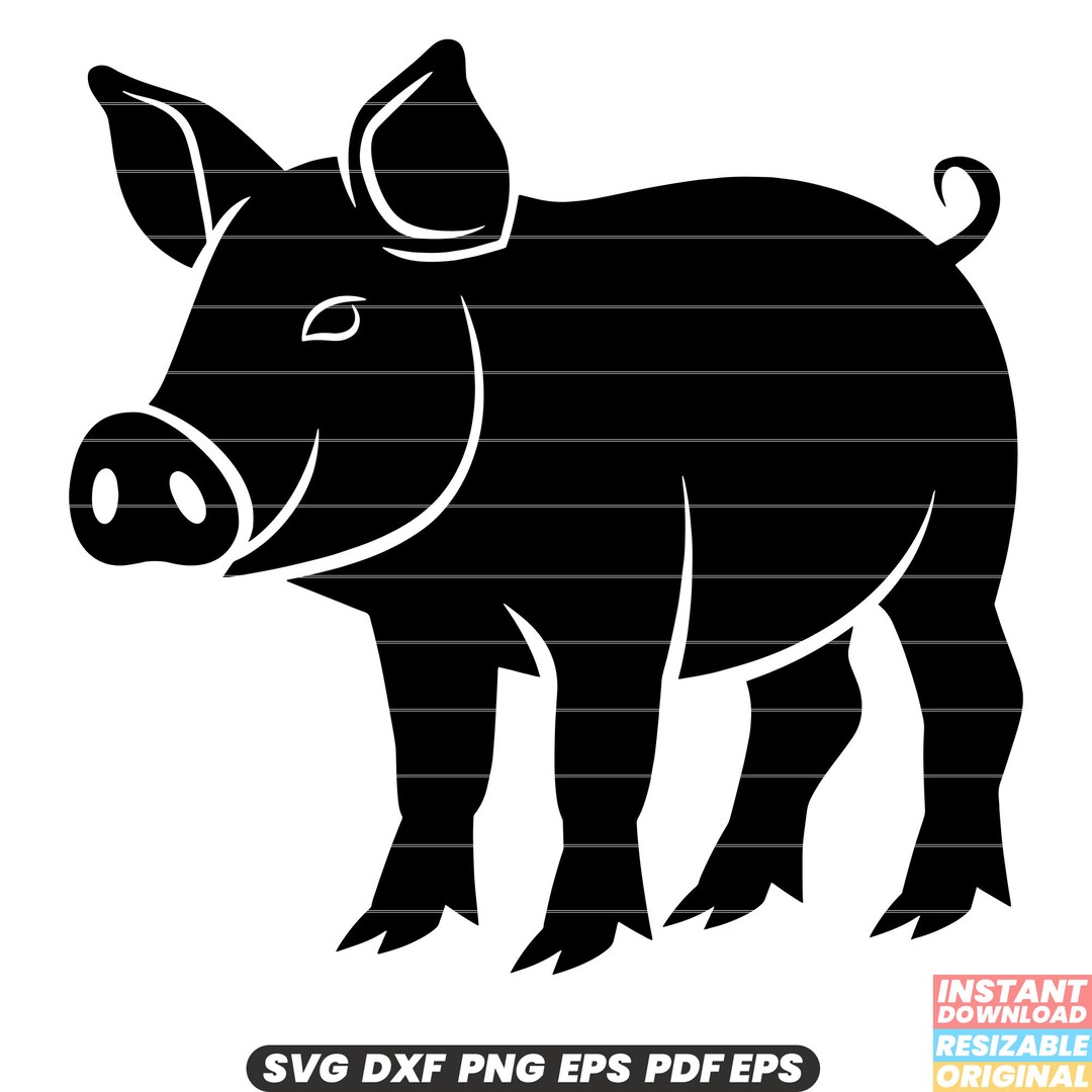 Pig SVG Farm Animal Illustration Pig Clipart Cute Swine Graphic ...