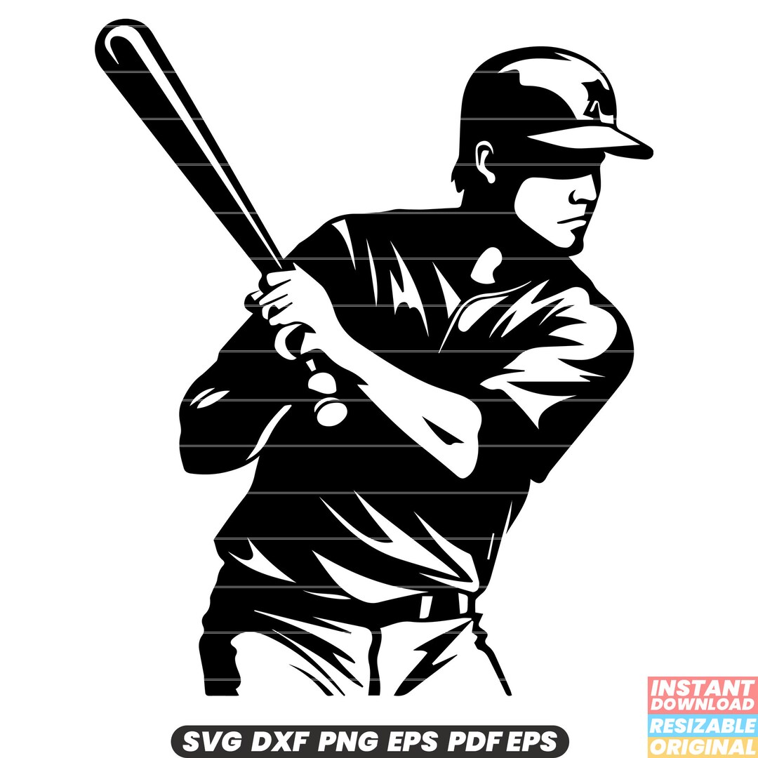Baseball Player Athlete Sport Team Batter Pitcher Ball Game SVG DXF PNG ...