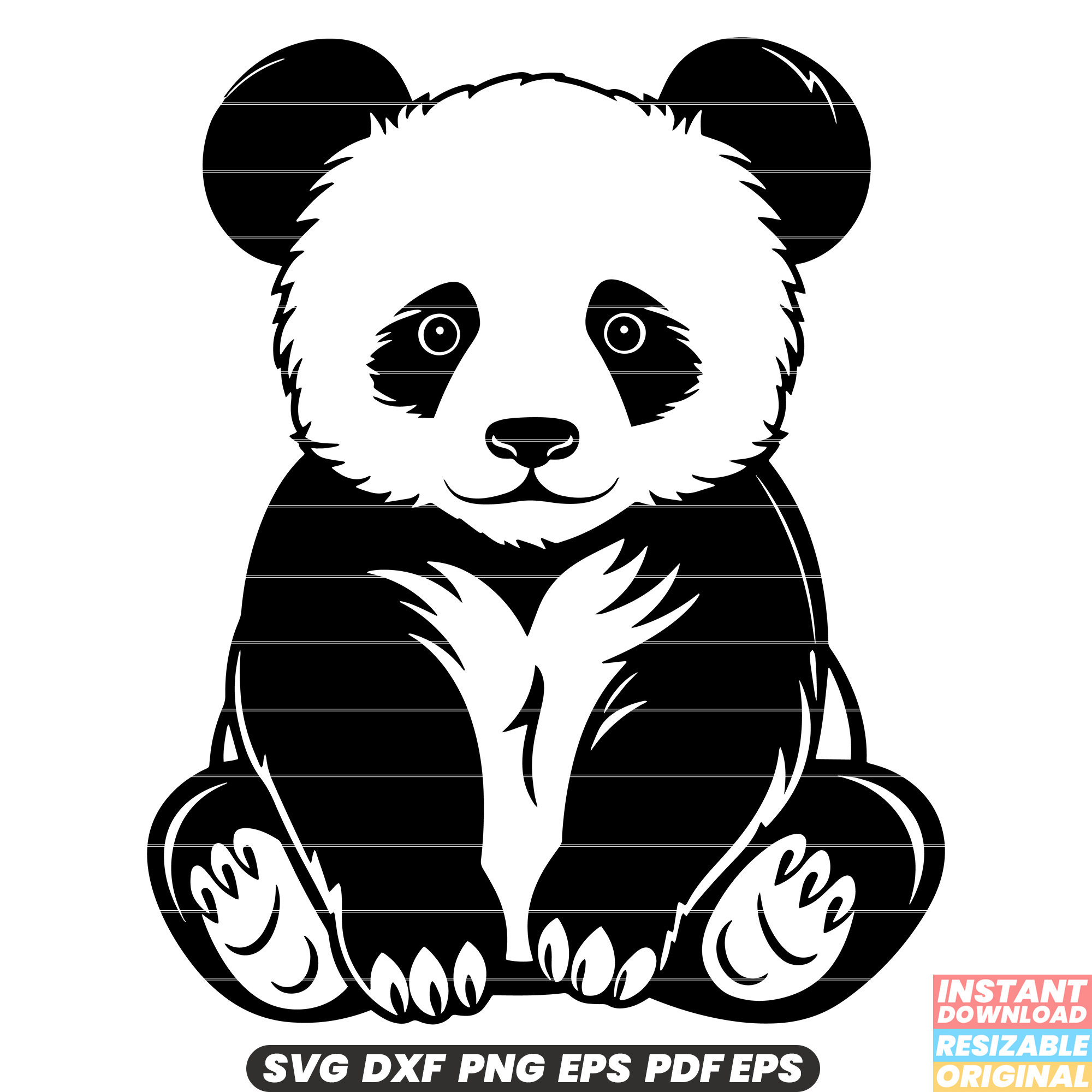 Panda SVG, Panda DXF, Panda PNG Digital Designs Instant Download 2 - Etsy
