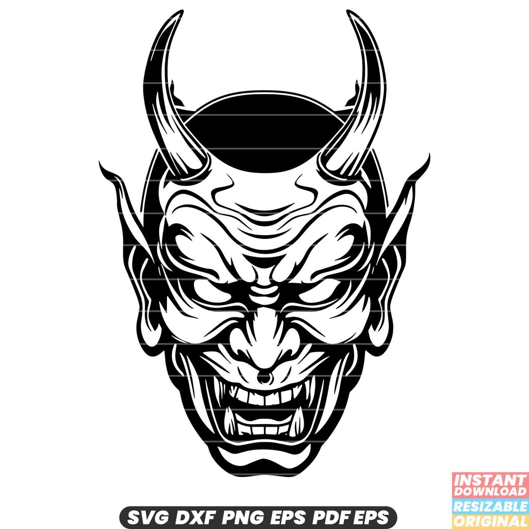 Hannya Mask SVG Traditional Japanese Noh Theater Theatre Demon Scary ...
