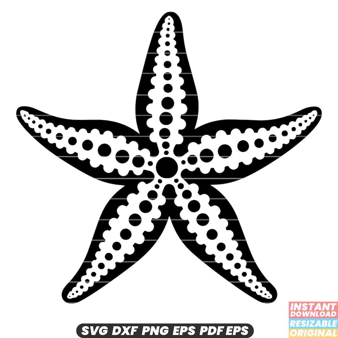 Starfish SVG Starfish DXF Starfish PNG Oceanic Designs for Beach Lovers ...