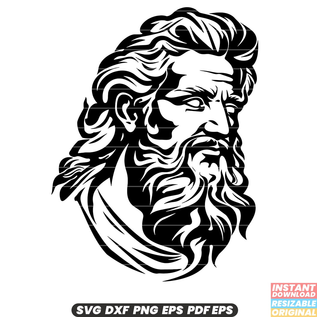 Zeus SVG Mythology Illustration Greek God Clipart Olympus Deity Graphic ...