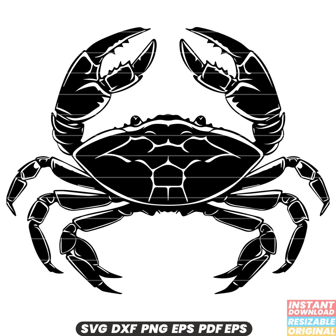 Crab SVG, Crab DXF, Crab PNG: Coastal Crustacean Digital Art for ...