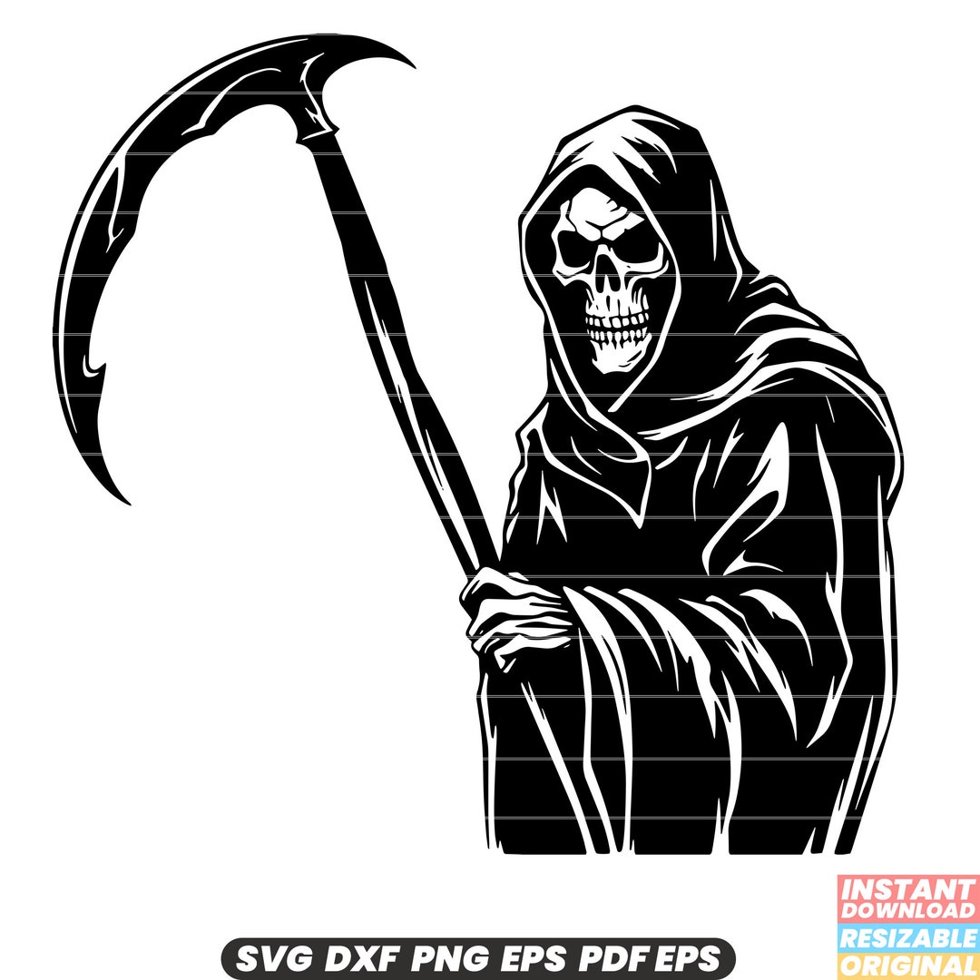 Grim Reaper Death Hooded Cloak Scythe Skeleton Grimace Eternity Dark ...