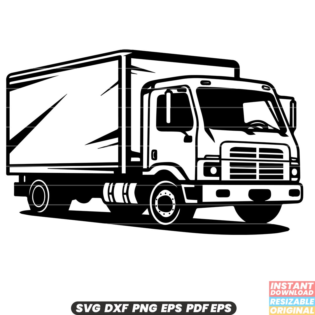 Box Truck Svg Dxf Png Commercial Vehicle Cut File Cargo Etsy