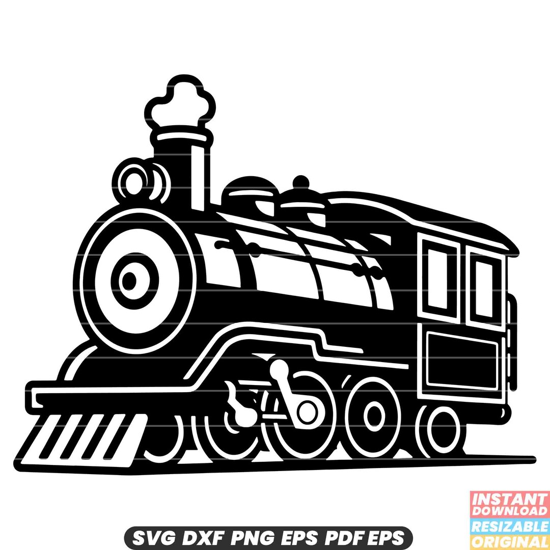 Steam Engine Locomotive Train SVG - Vintage Train Illustration, Retro ...