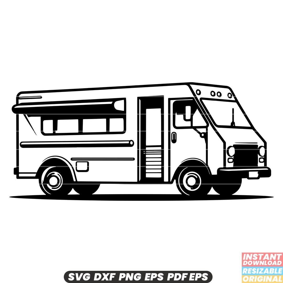 Food Truck Mobile Restaurant Street Food Vendor Fast Food Delivery ...