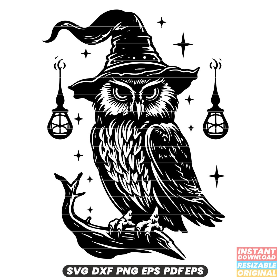 Wizard Owl SVG Magical Creature Illustration Wise Owl Clipart Wizard's ...