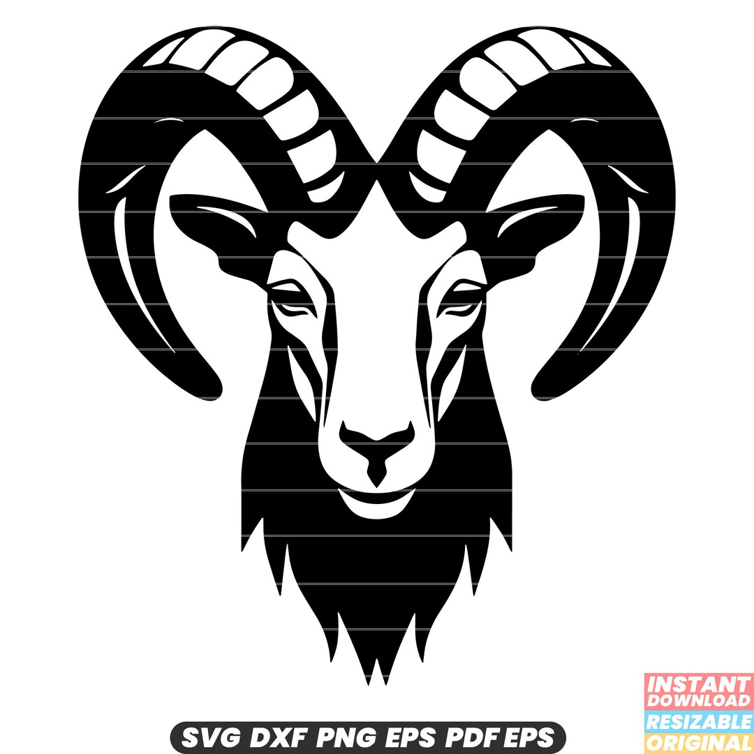 Ibex Mountain Goat Wildlife Animal Horns Nature Alpine SVG DXF PNG Cut ...