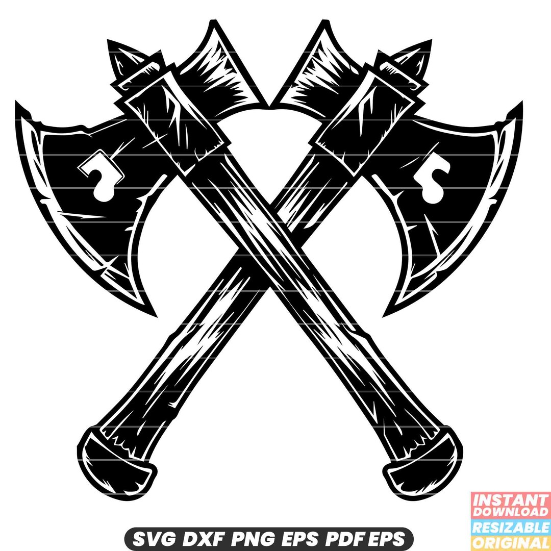 Crossed Axes SVG Lumberjack Timber Woodcutting Tool Axe Weapon Symbol ...