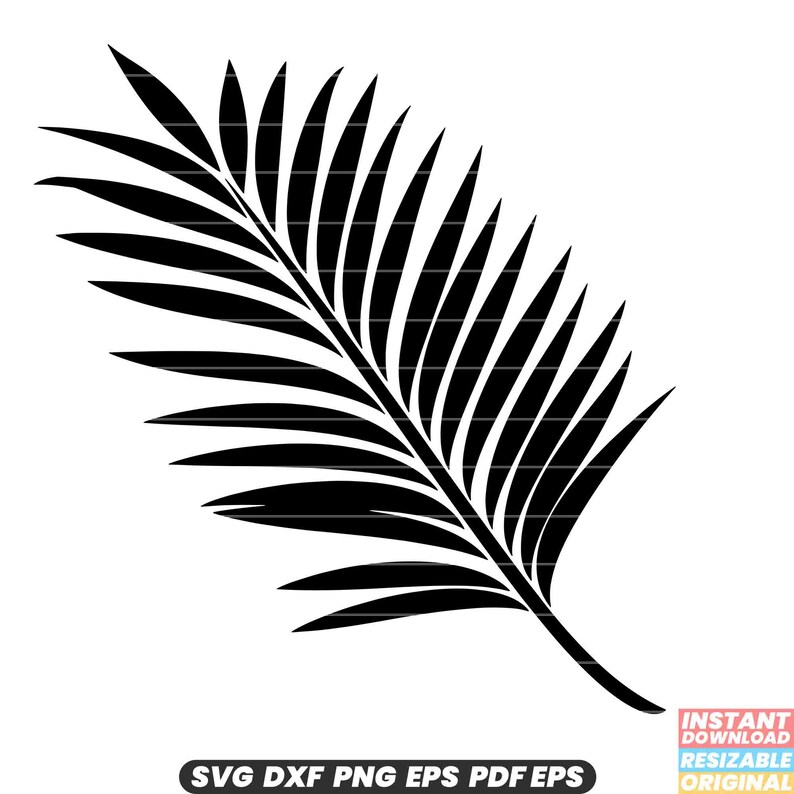 Palm Leaf SVG Tropical Botanical Nature Green Plant Jungle DXF PNG Cut ...